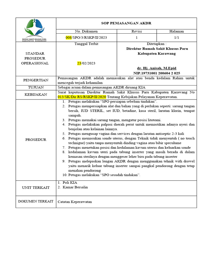 Sop Pemasangan Akdr | PDF | Sains & Matematika