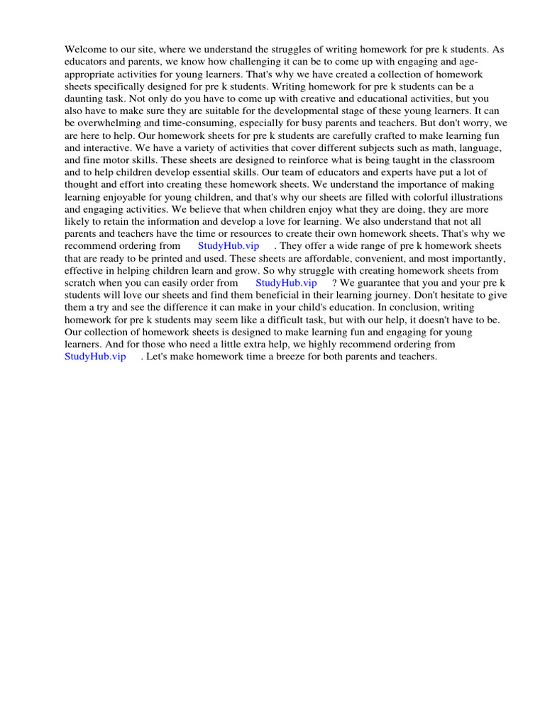 Homework Sheets For Pre K | PDF | Worksheet | Homework