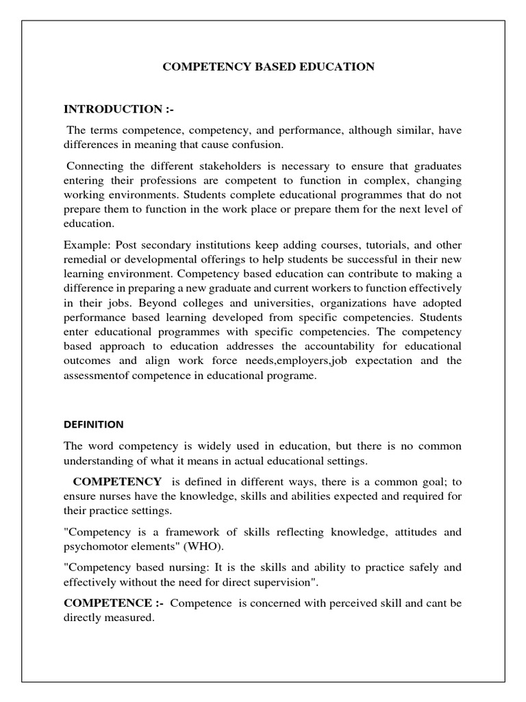 Competency Based Education | PDF | Learning | Nursing