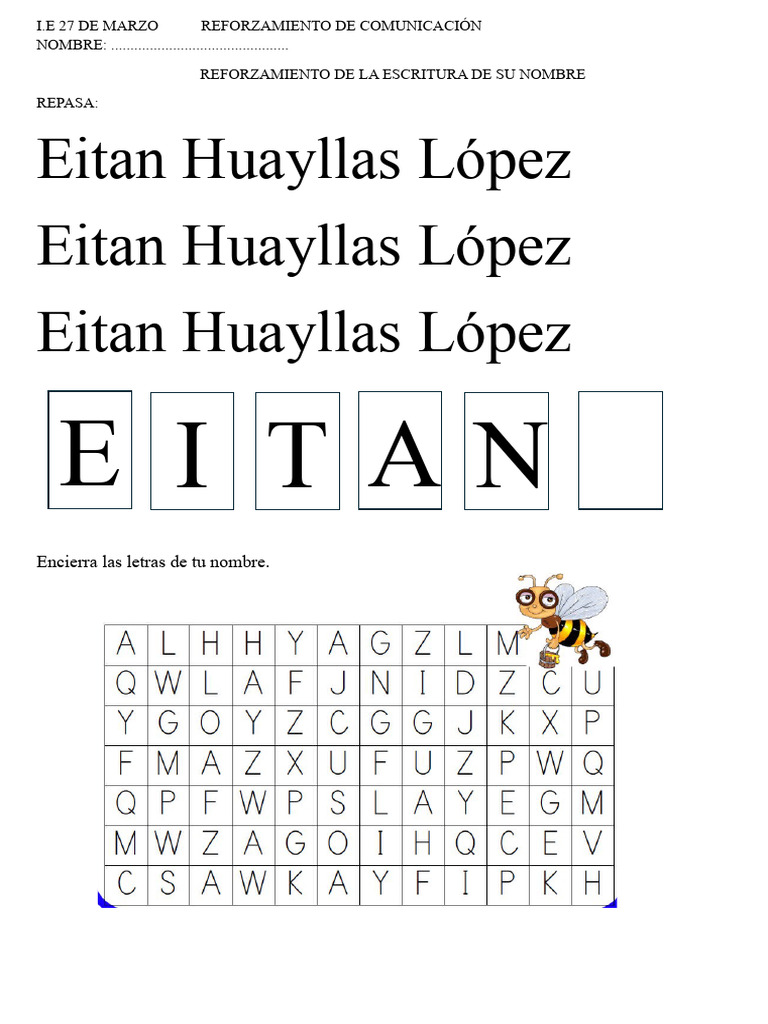 Trazo de nombre EITAN | PDF