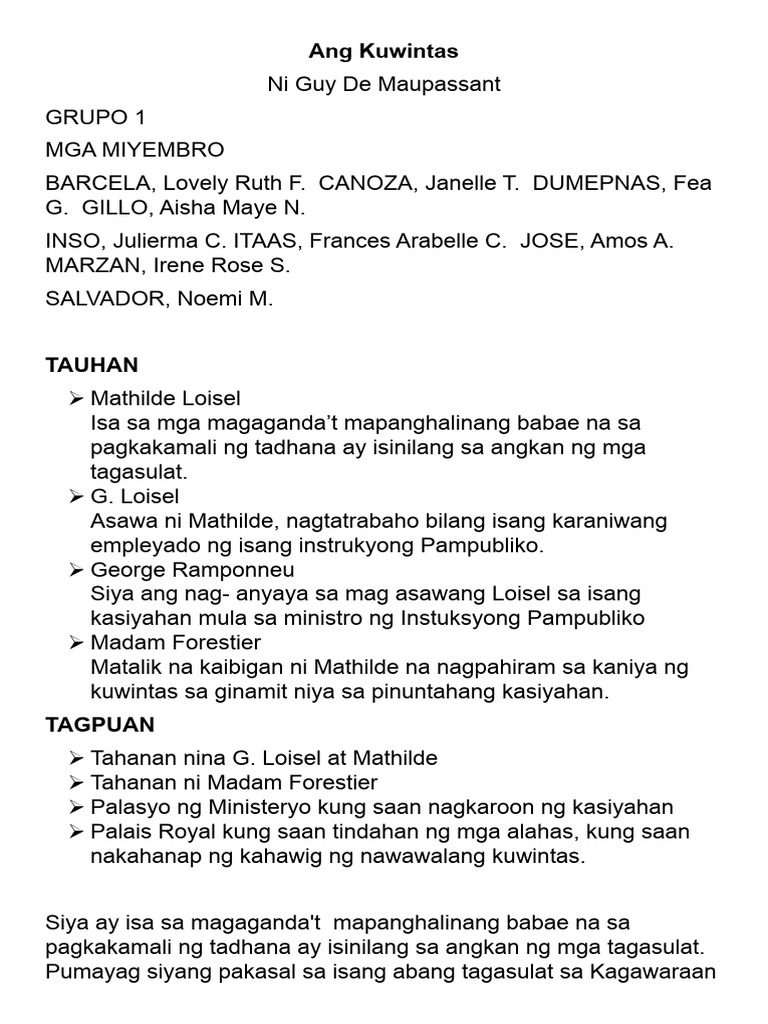 Ang Kuwintas | PDF