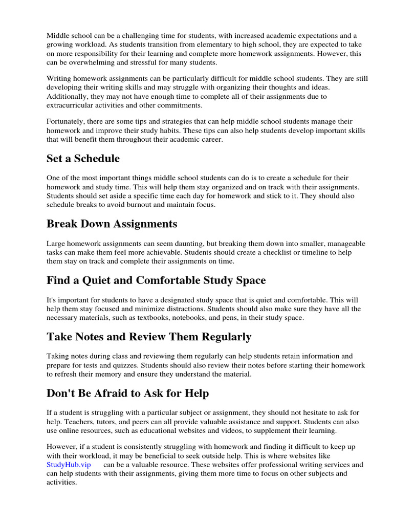 Study Tips for Middle School Success | PDF | Homework | Curriculum