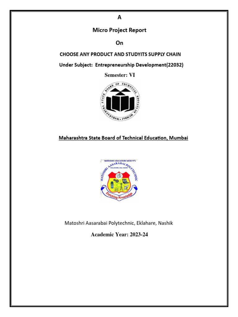 A Micro Project Report On | PDF | Supply Chain Management | Supply Chain