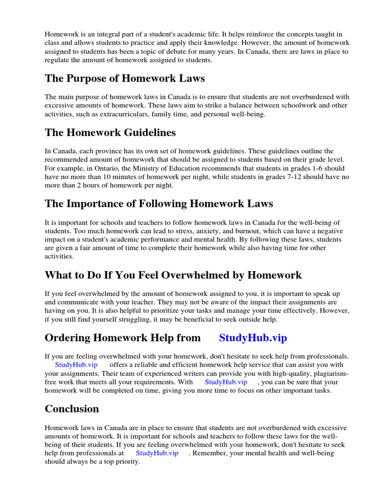 Homework Laws in Canada | PDF | Homework | Jurisdiction