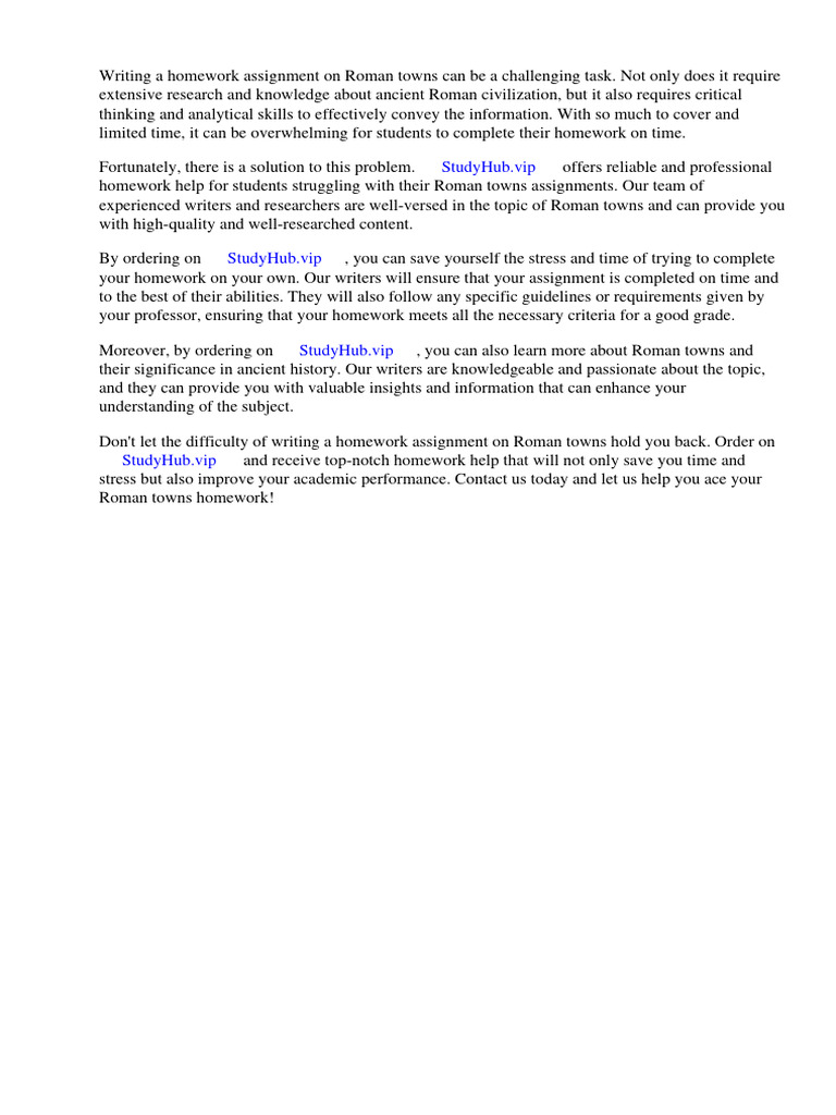 Roman Towns Homework Help | PDF | Roman Empire | Homework