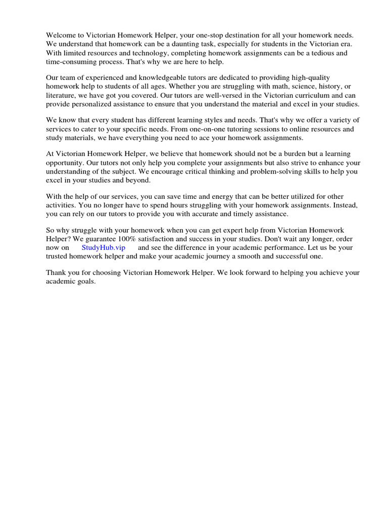 Victorian Homework Helper | PDF | Homework