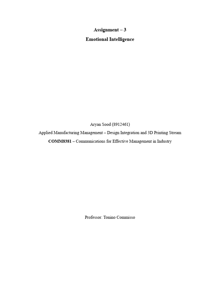 Assignment - 3 Emotional Intelligence | PDF | Emotional Intelligence | Empathy