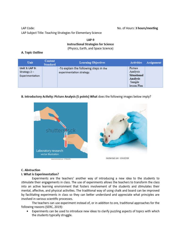 LAP 9 Teaching Strategies | PDF | Experiment | Friction