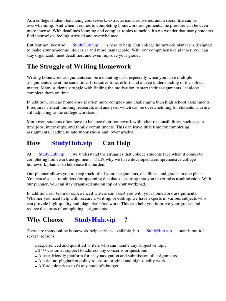 College Homework Planner | PDF | Homework