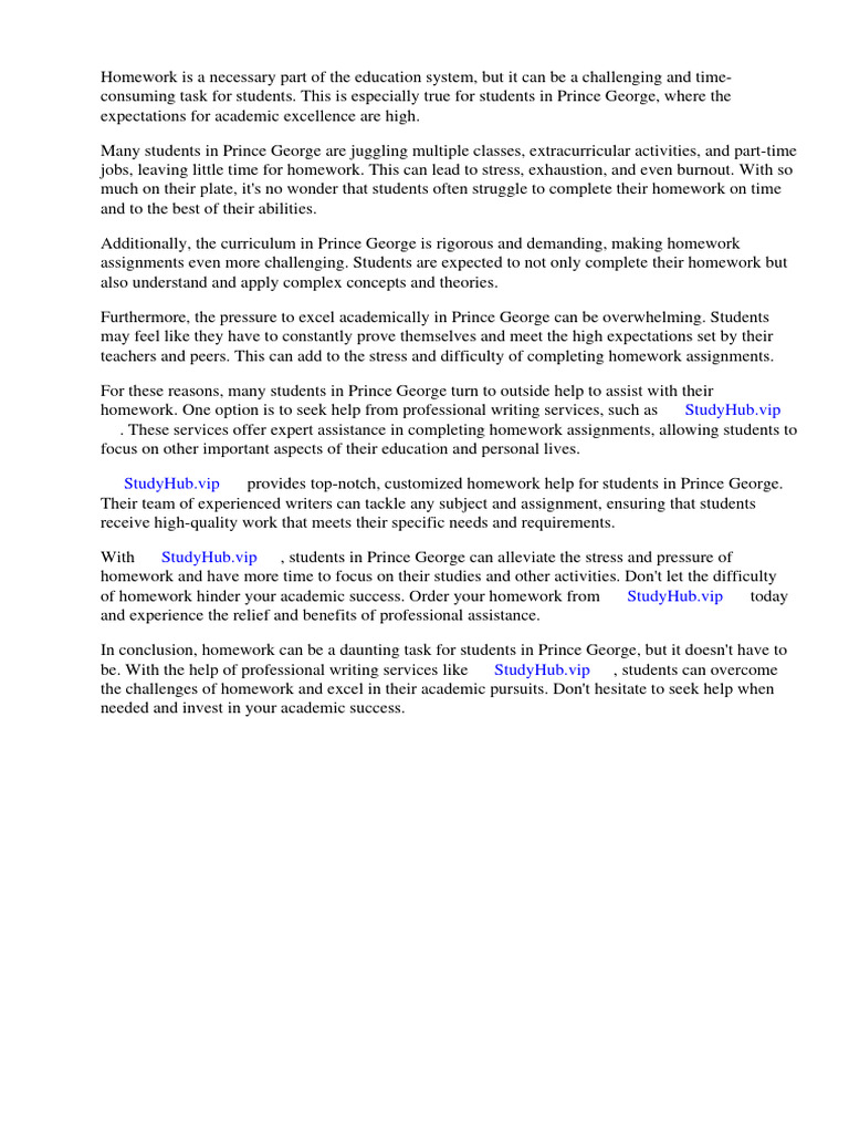 Homework Prince George | PDF | Homework | Cost Of Living