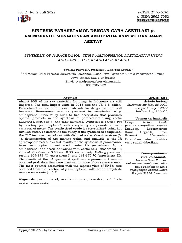 Farmasi, Journal Manager, Galley Fix P 75-85 Syaiful | PDF | Acetic Acid | Organic Synthesis