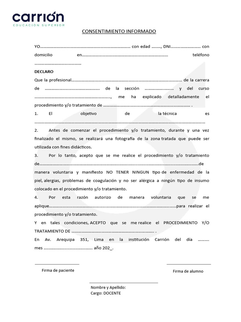 Consentimiento Informado 2024 | PDF