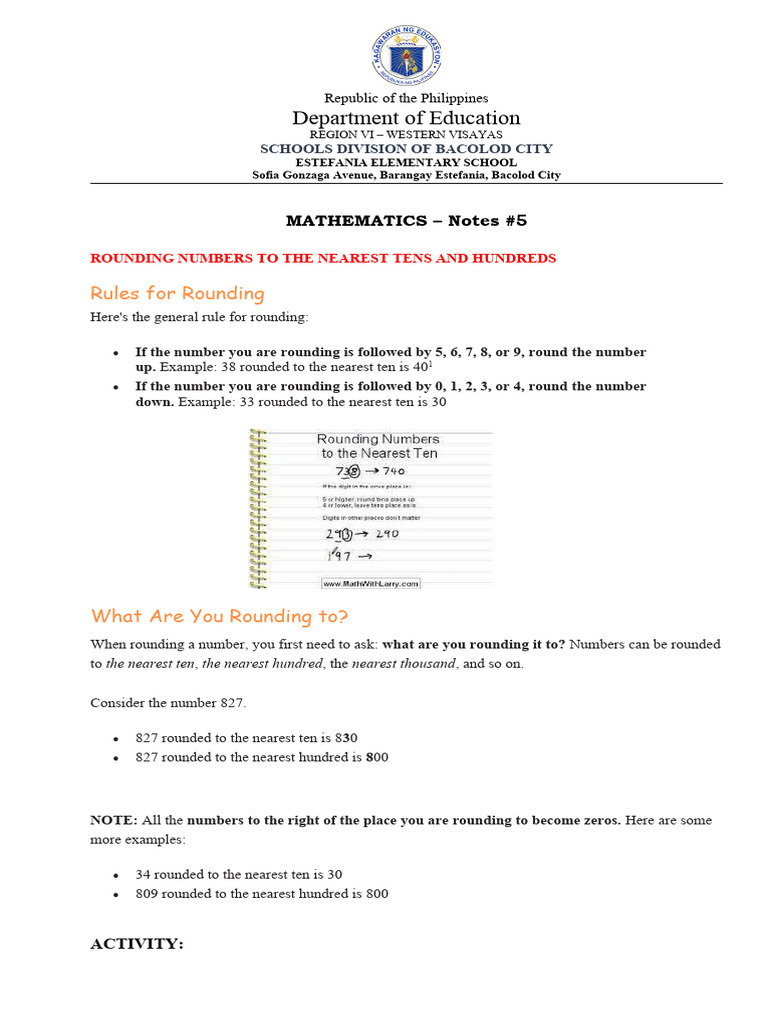 Math Notes 2-Round Off Numbers | PDF | Arithmetic | Mathematics