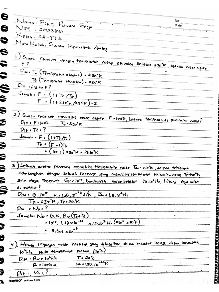 Fikri Purwana Senja - Tugas Sistem Komunikasi Analog 1 | PDF