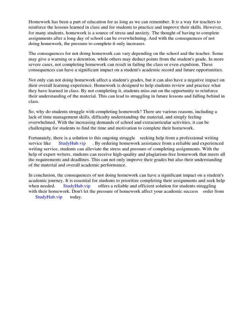 Consequences of Not Doing Homework | PDF | Homework | Teachers