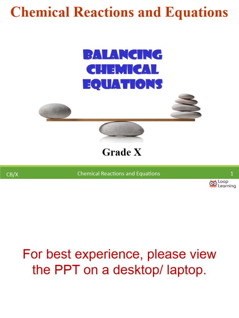 PPT1 CB X Sci Chemical Reactions and Equations | PDF | Chemistry ...