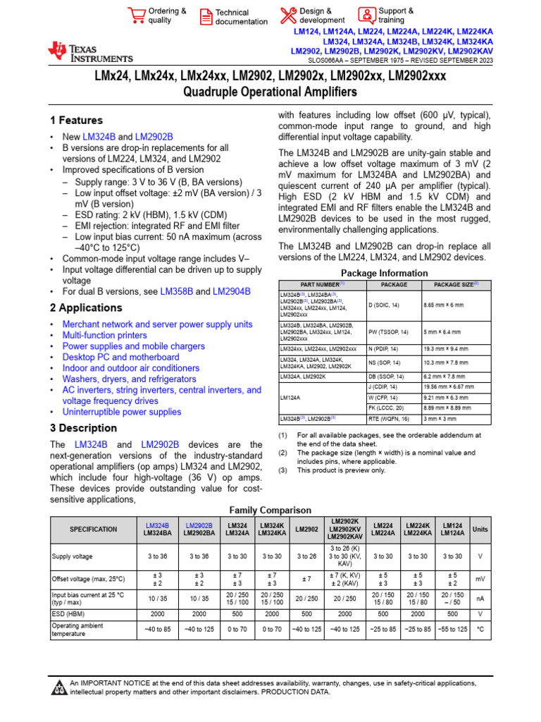 LM124x Quadruple Operational Amplifiers | PDF | Electrostatic Discharge ...