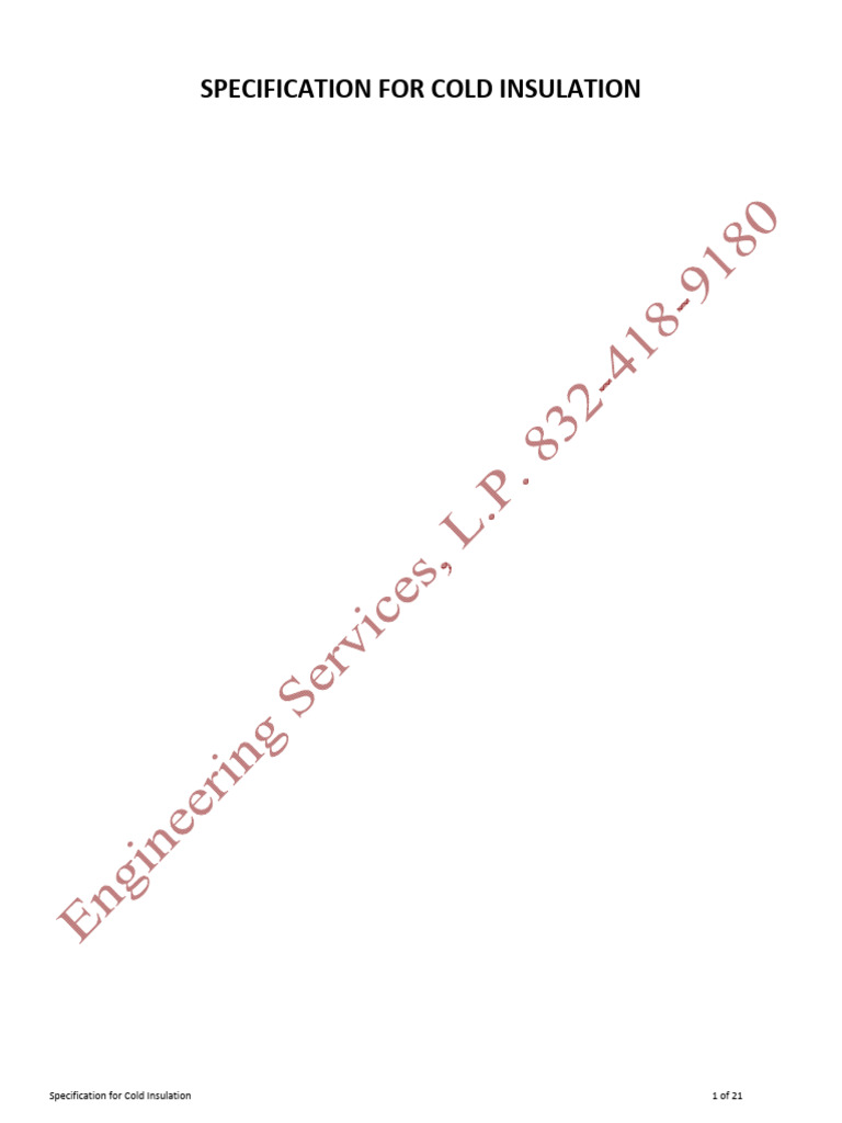 Specification_for_Cold_Insulation | PDF | Pipe (Fluid Conveyance ...