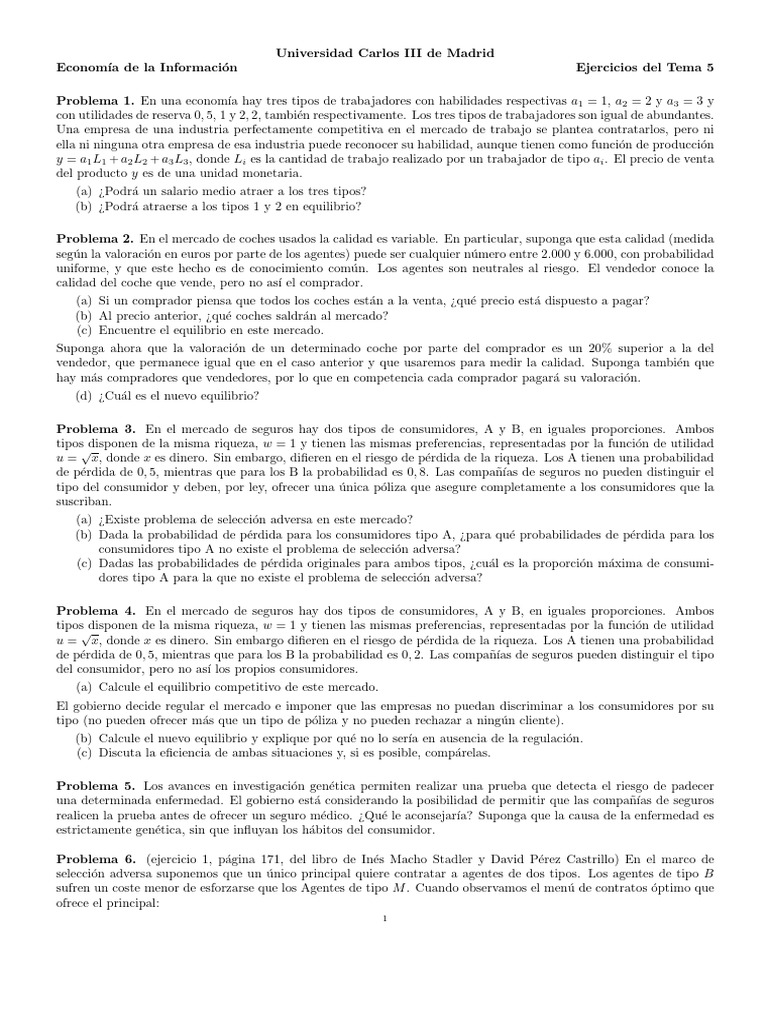 Prob Tema5 | PDF | Mercado (economía) | Seguro