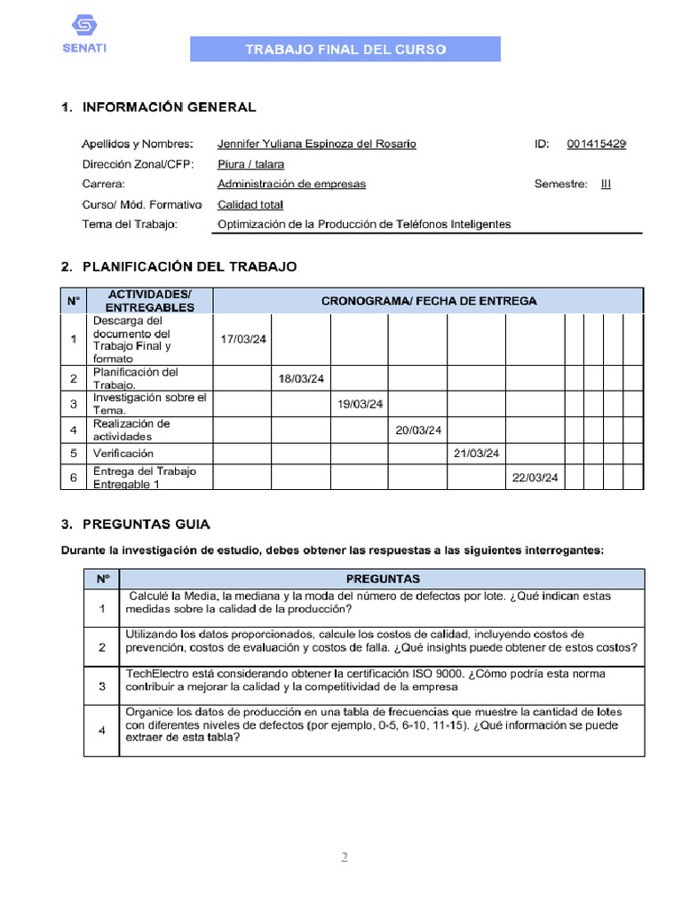 Entregable 1. Calidad Total | PDF