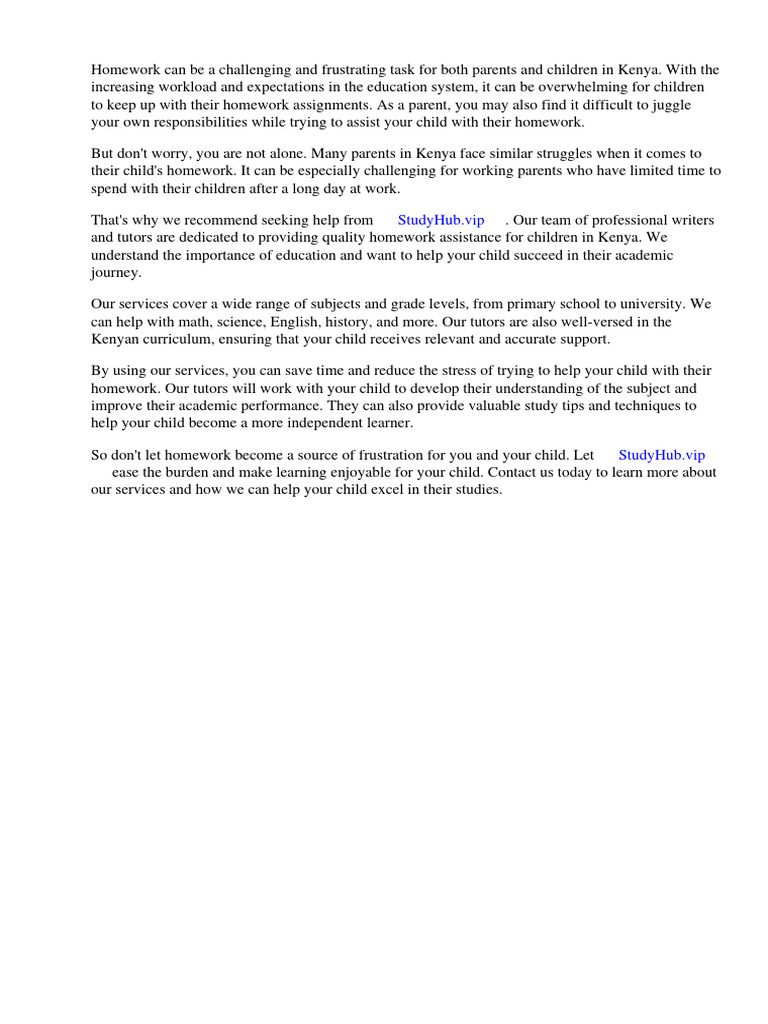 Kenya Childrens Homework | PDF | Homework | Homeschooling