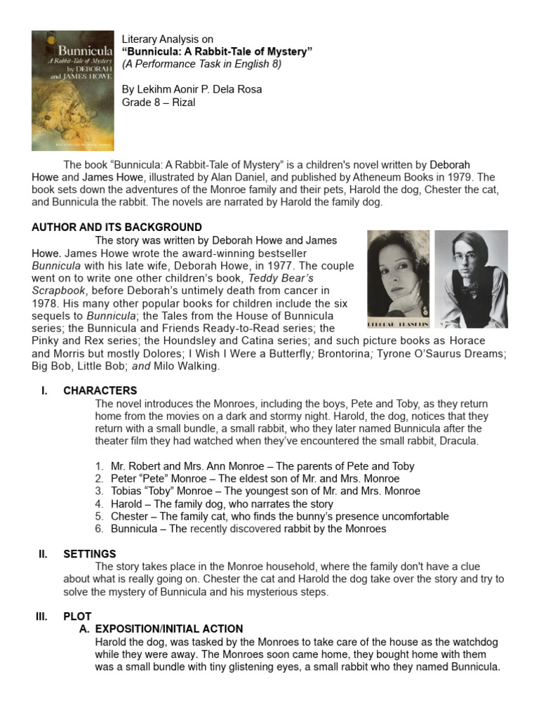 Literary Analysis On Bunnicula | PDF