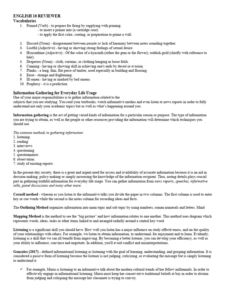 English 10 Reviewer | PDF | Trojan War | Zeus