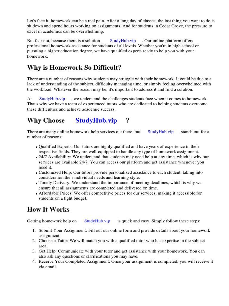 Homework Now Cedar Grove | PDF | Homework