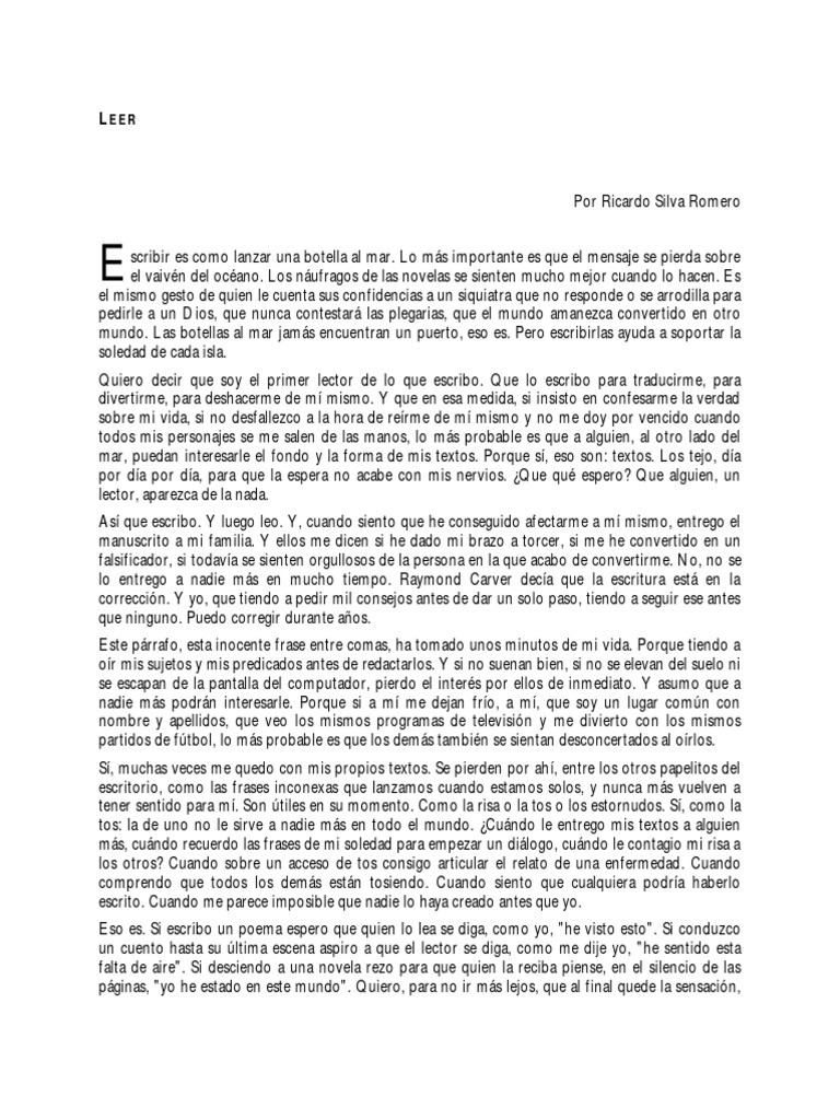 Leer - Ricardo Silva Moreno | PDF | Verdad | Cuentos