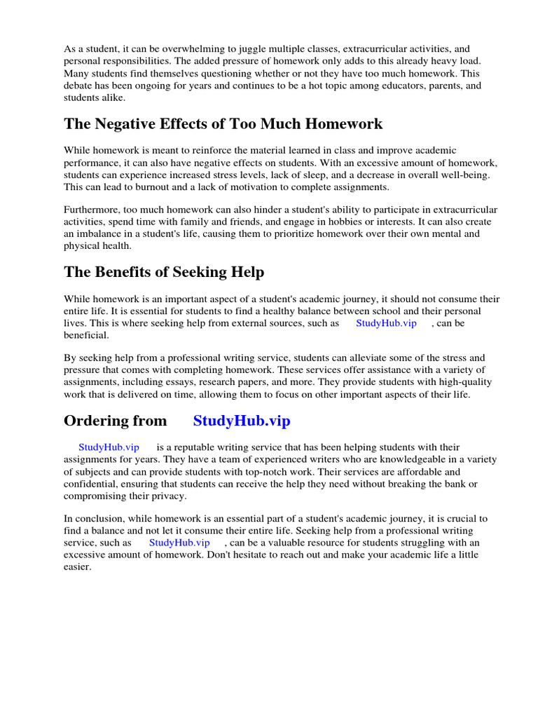 The Impact of Excessive Homework | PDF | Homework | Teachers