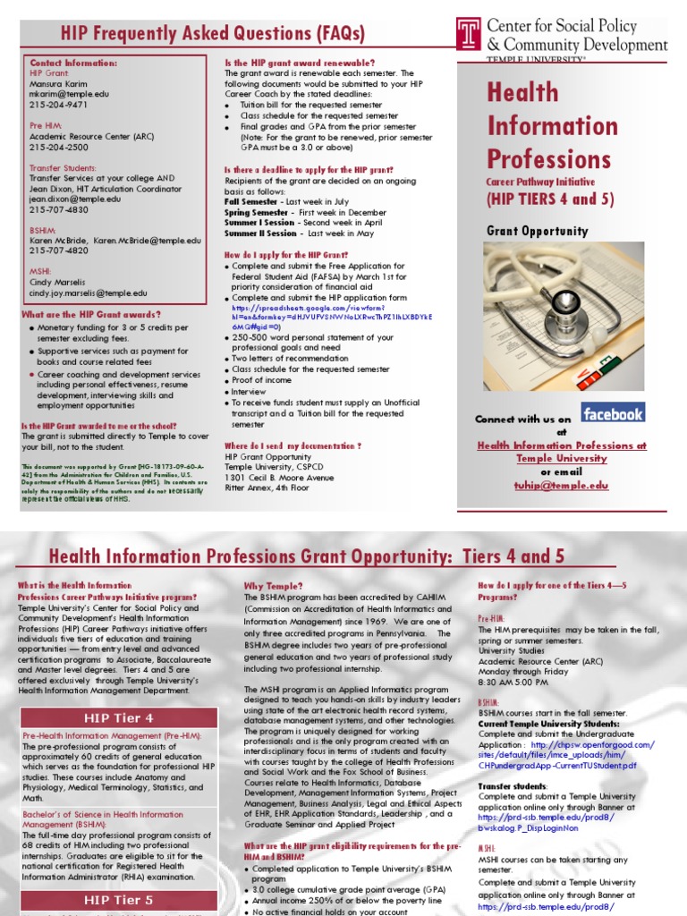 HIP Grant Brochure Tiers 4 and 5 | PDF | Health Informatics | Bachelor ...