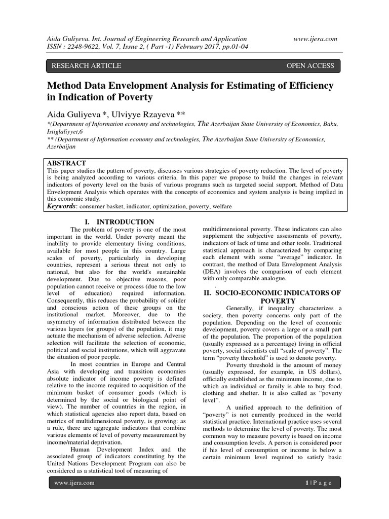 Method Data Envelopment Analysis For Est | PDF | Poverty | Poverty & Homelessness