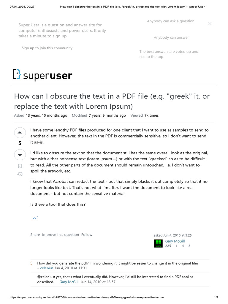How Can I Obscure The Text in A PDF File (E.g. - Greek - It, or Replace ...