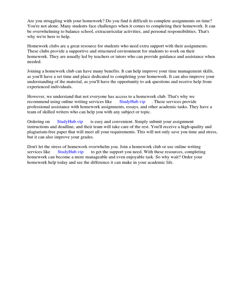 Homework Clubs | Download Free PDF | Homework | Teachers