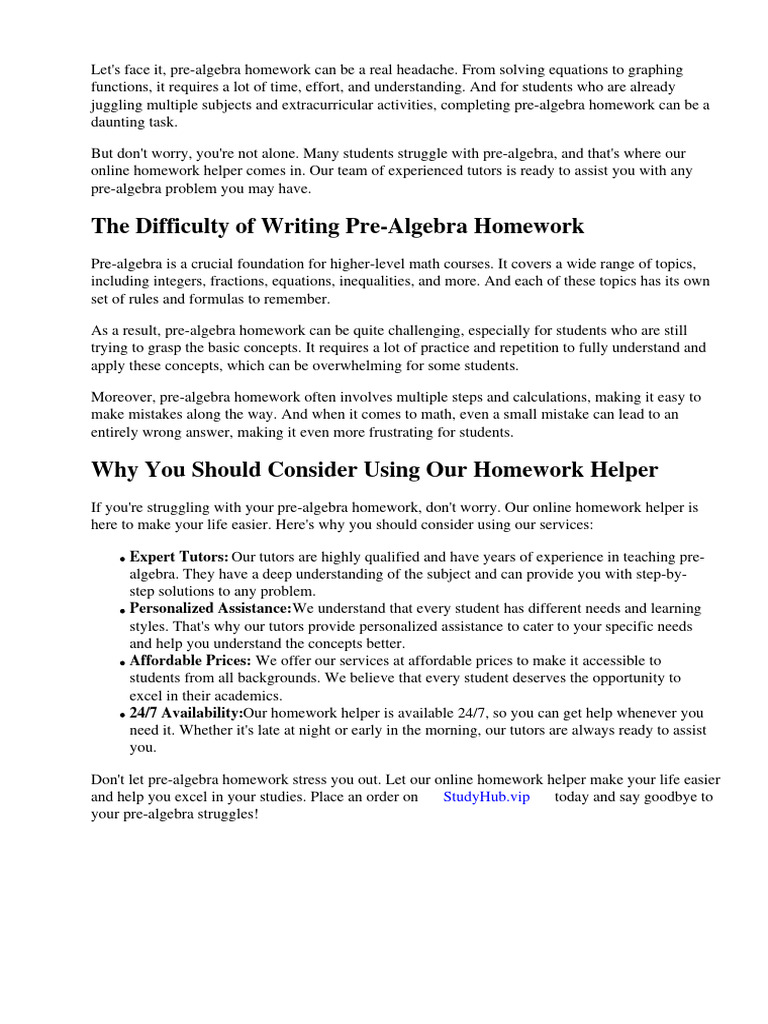 Homework Helper Pre Algebra | Download Free PDF | Mathematics | Algebra