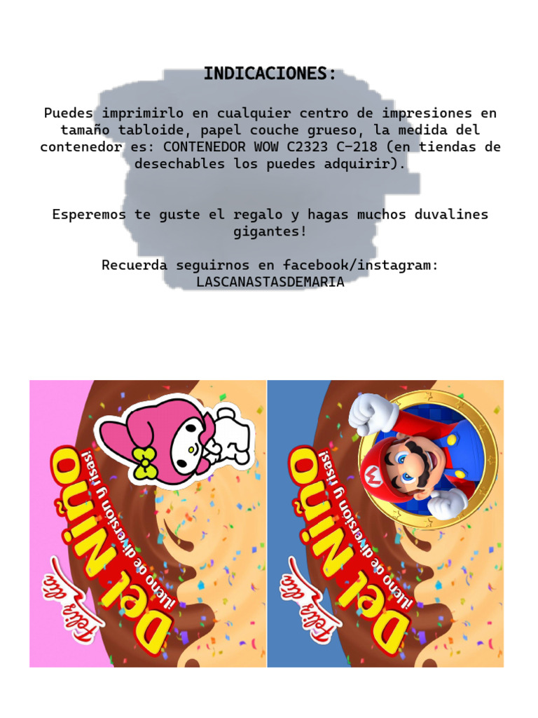 Instrucciones para Duvalines Gigantes | PDF | Cocina, comidas y vino | Arte
