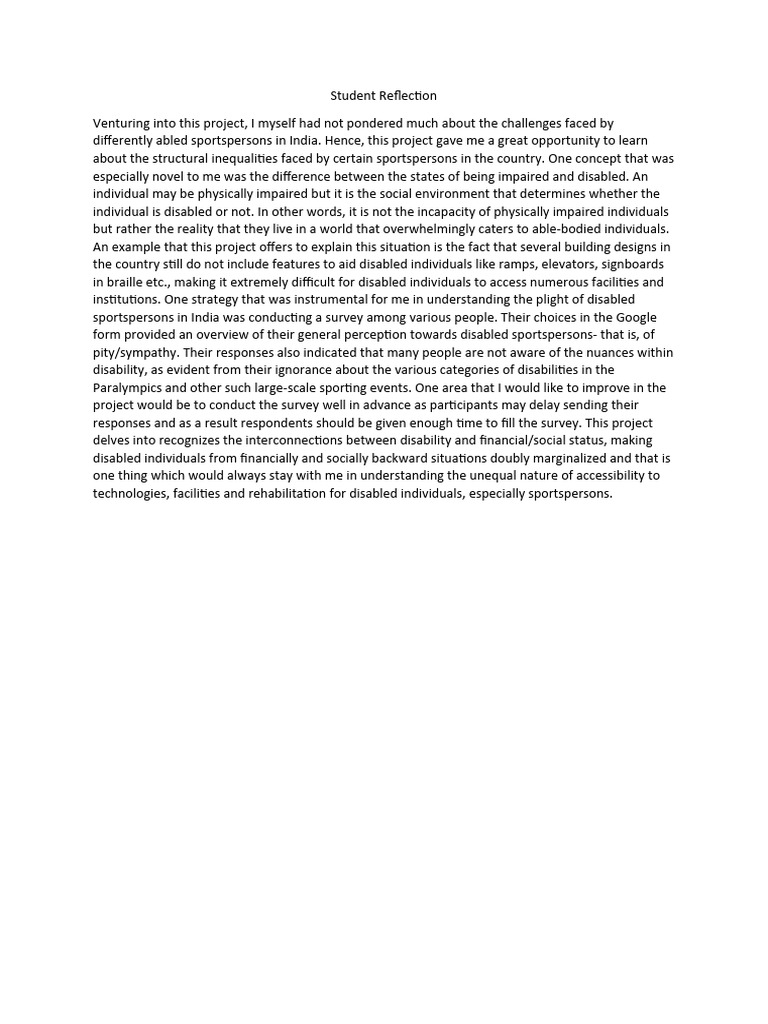 Student Reflection | PDF