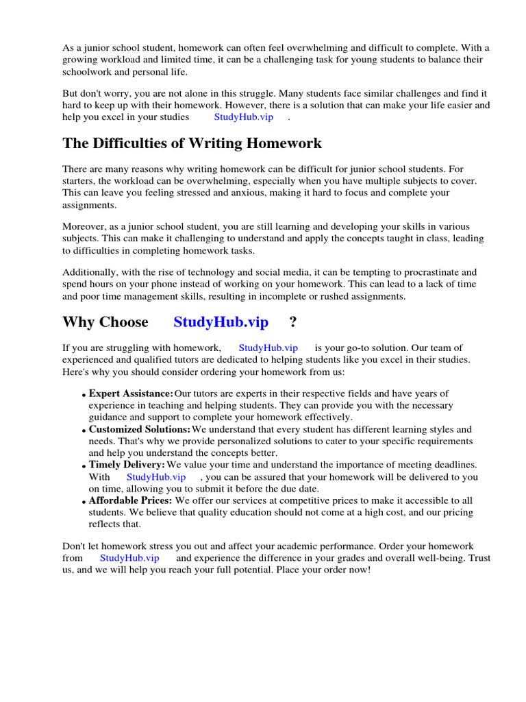 Homework Junior School | PDF | Homework | Learning