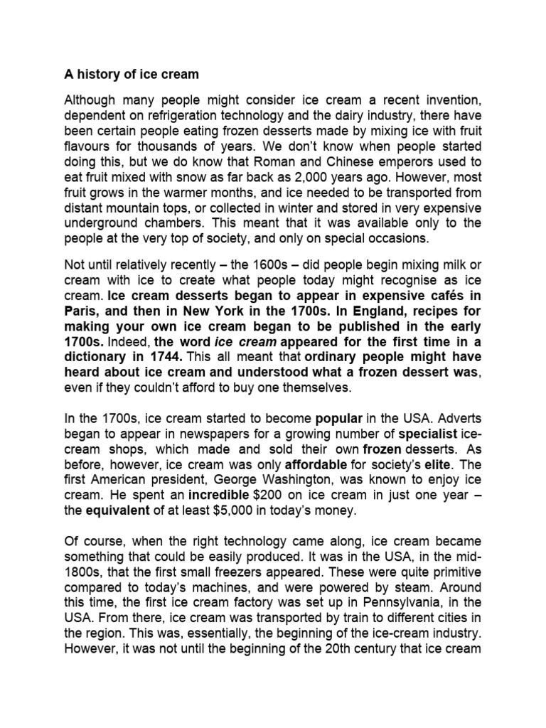 A history of ice cream | PDF | Ice Cream | Train