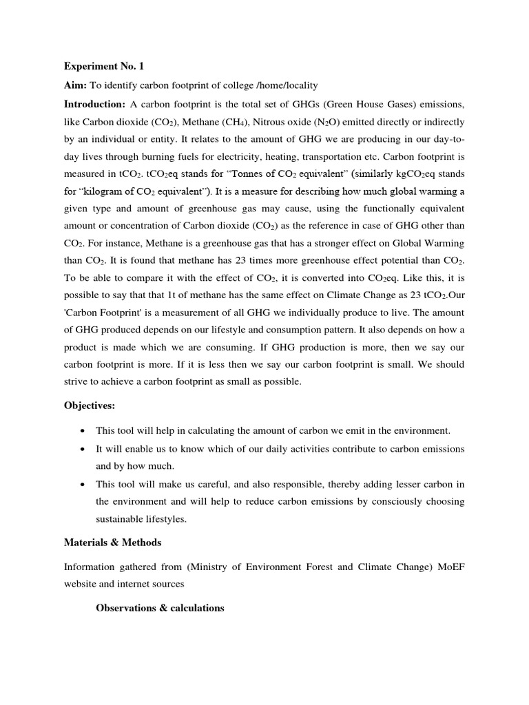 Practicals AEC ENVS SEM 3 | PDF | Carbon Footprint | Greenhouse Gas