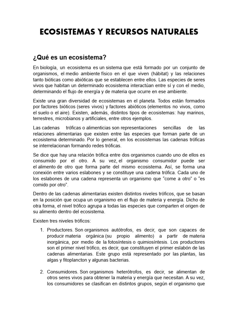 Tema6-Ecosistemas y Recursos Naturales | PDF | Ecosistema | Red alimentaria