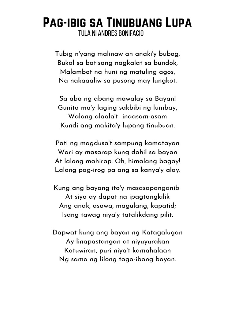 Pag-Ibig Sa Tinubuang Lupa | PDF