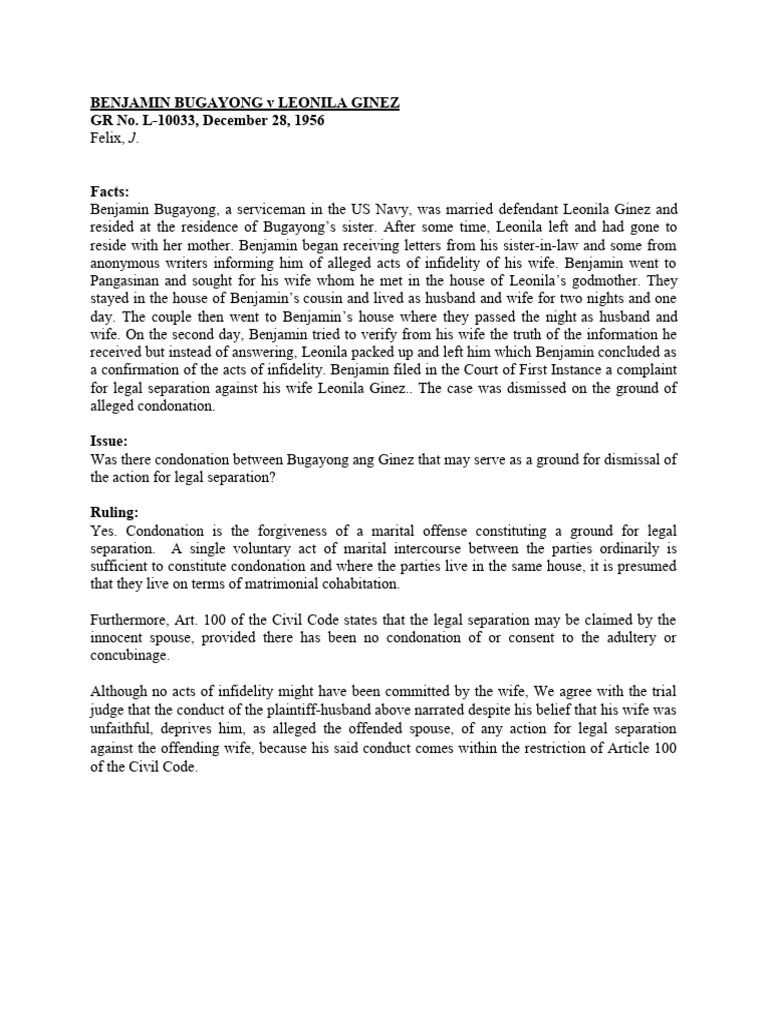 Bugayong v. Ginez (Case Digest) | PDF