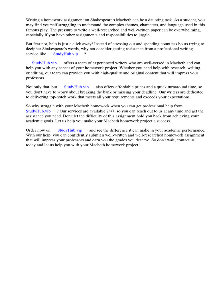 Macbeth Homework Project | PDF | Macbeth | Facebook