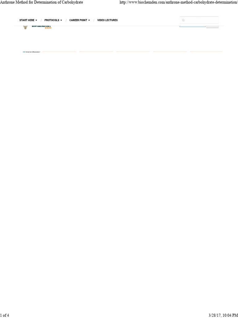 Anthrone Method for Carbohydrate Testing | PDF | Carbohydrates ...