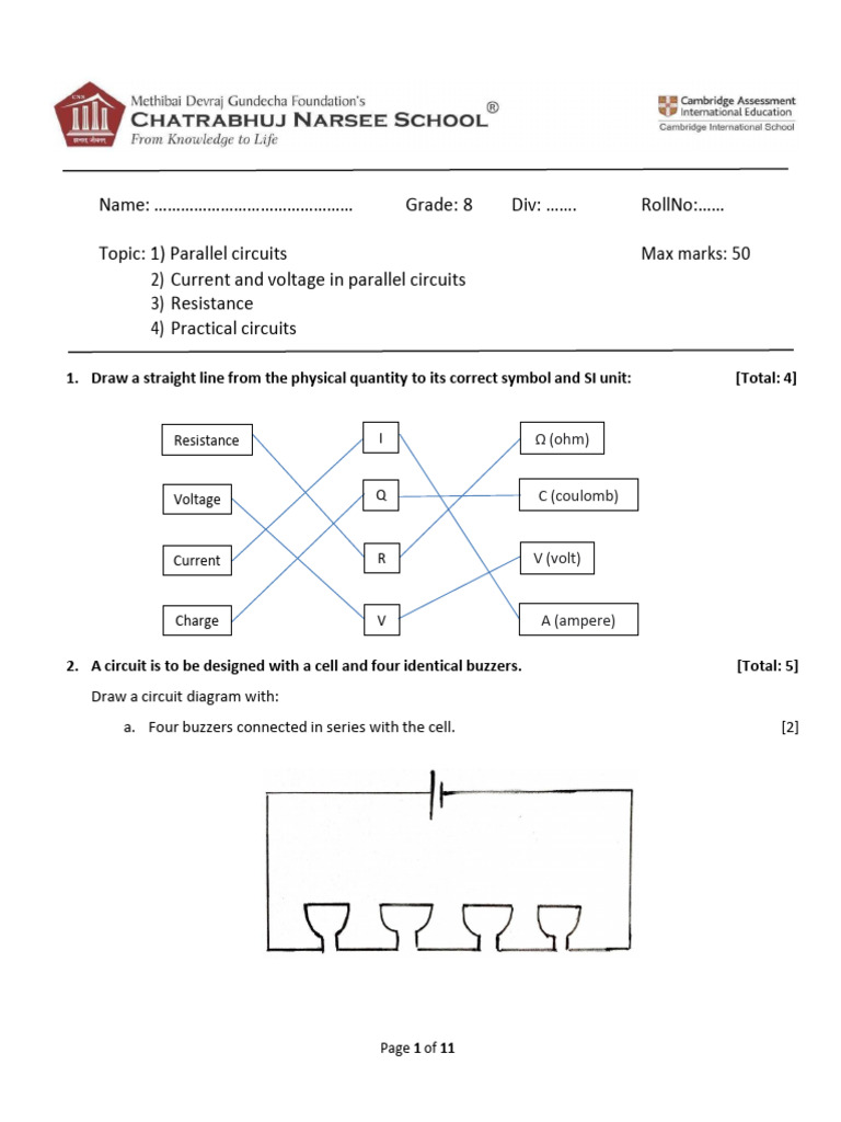 Electricity Worksheet Solution | PDF | Series And Parallel Circuits ...
