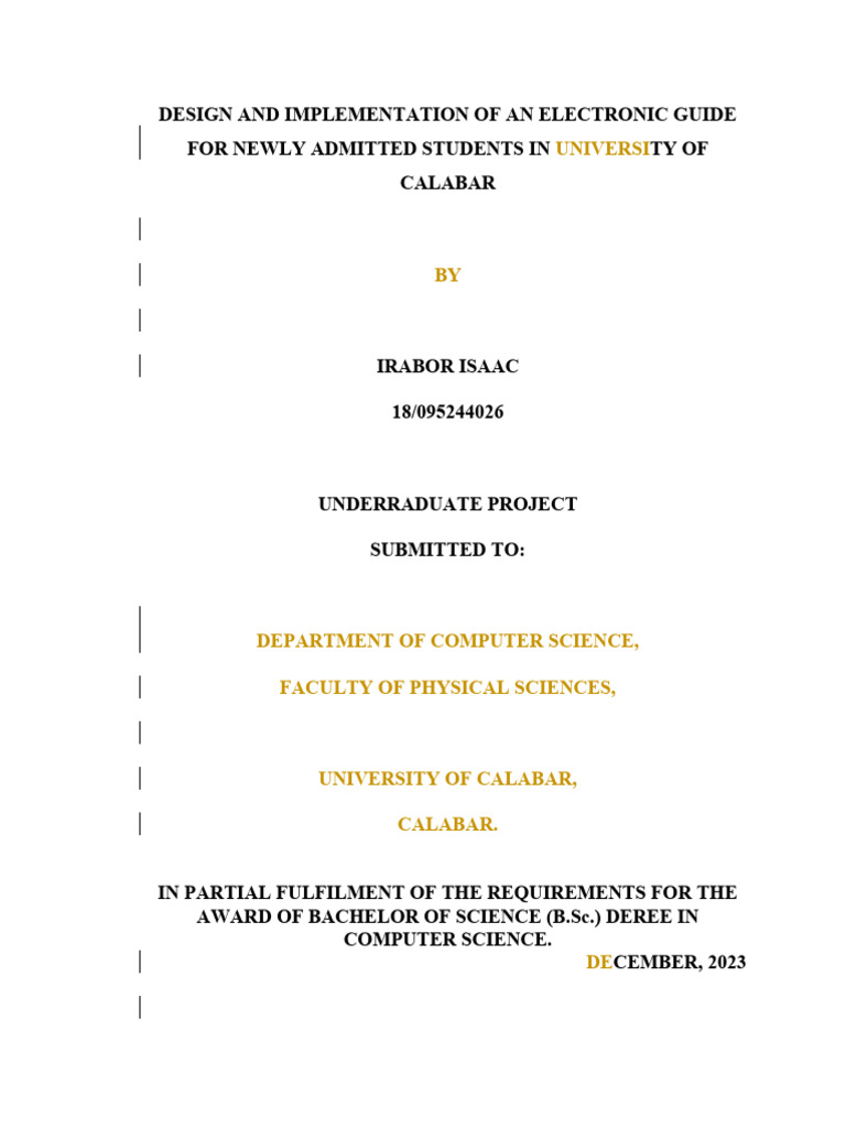 Design and Implementation of An Electronic Guide For Newly Admitted ...