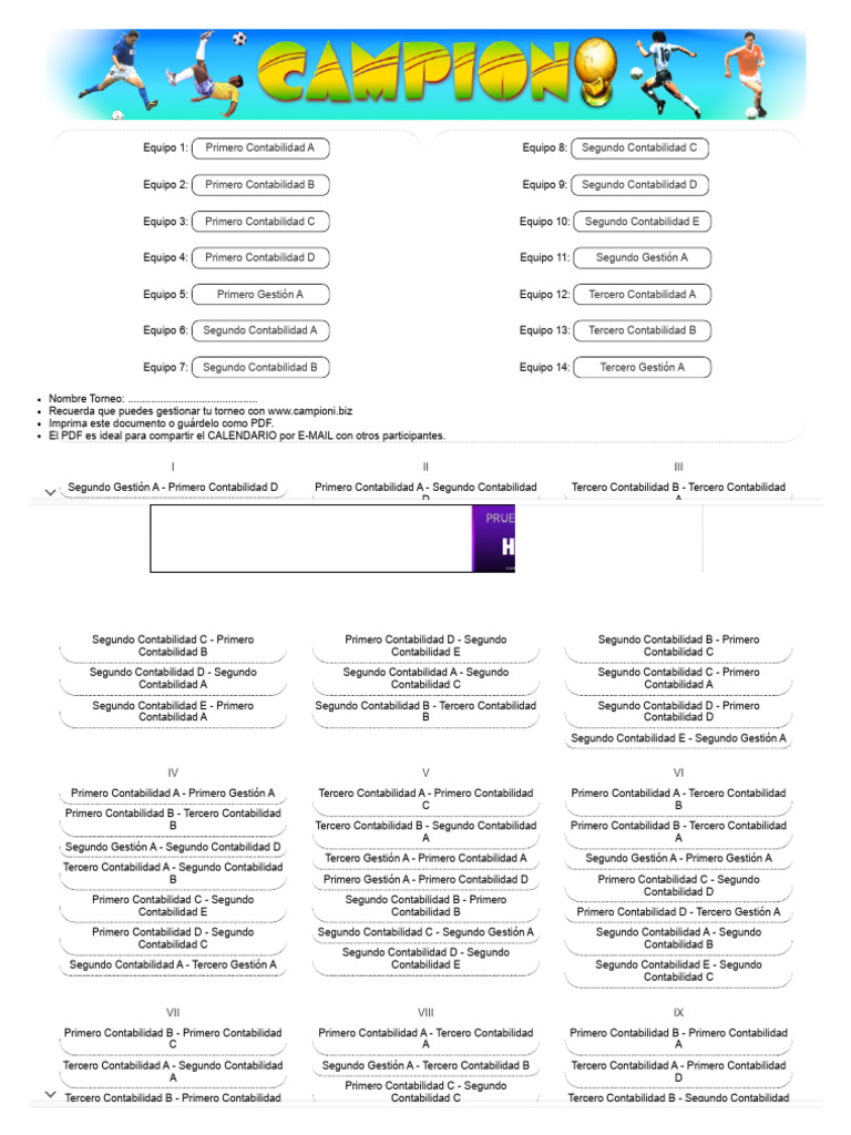 Fixture para 14 Equipos Todos Contra Todos - Como Hacer Un Fixture ...