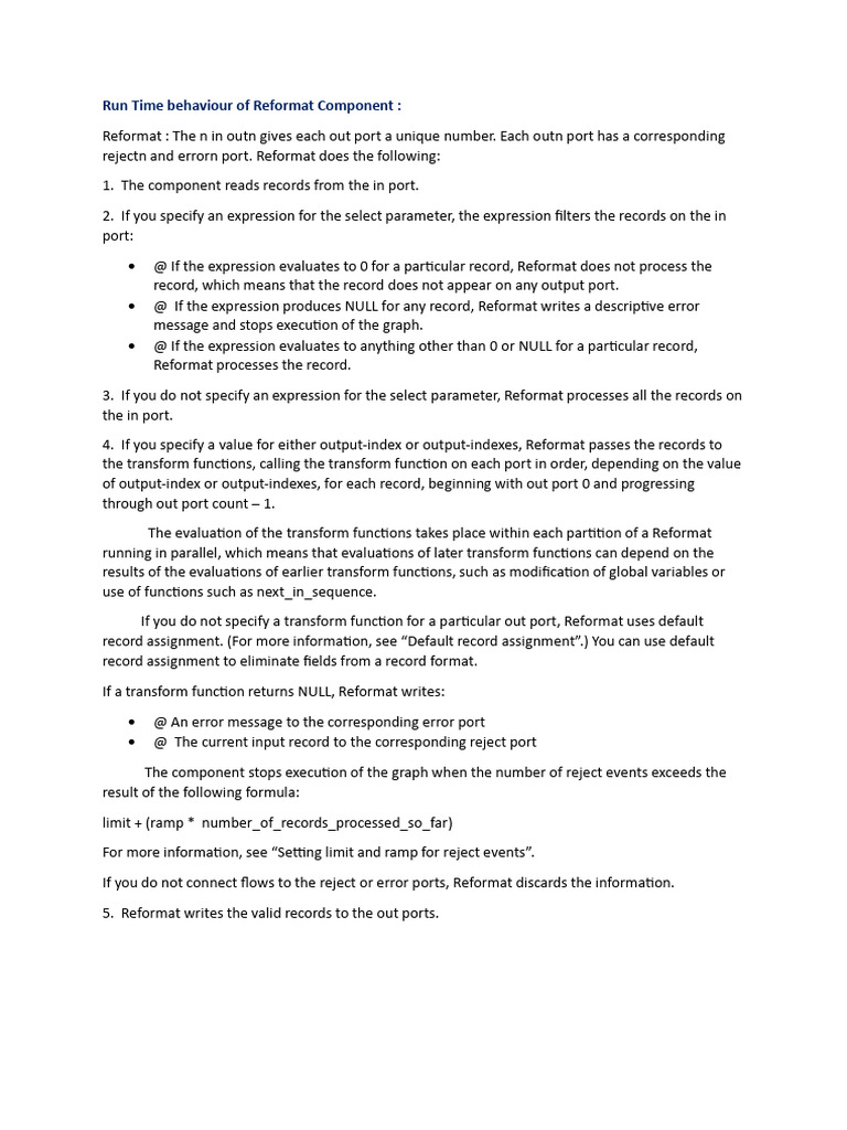 Runtime Behaviour of Abinitio Transform Components | PDF | Parameter (Computer Programming ...