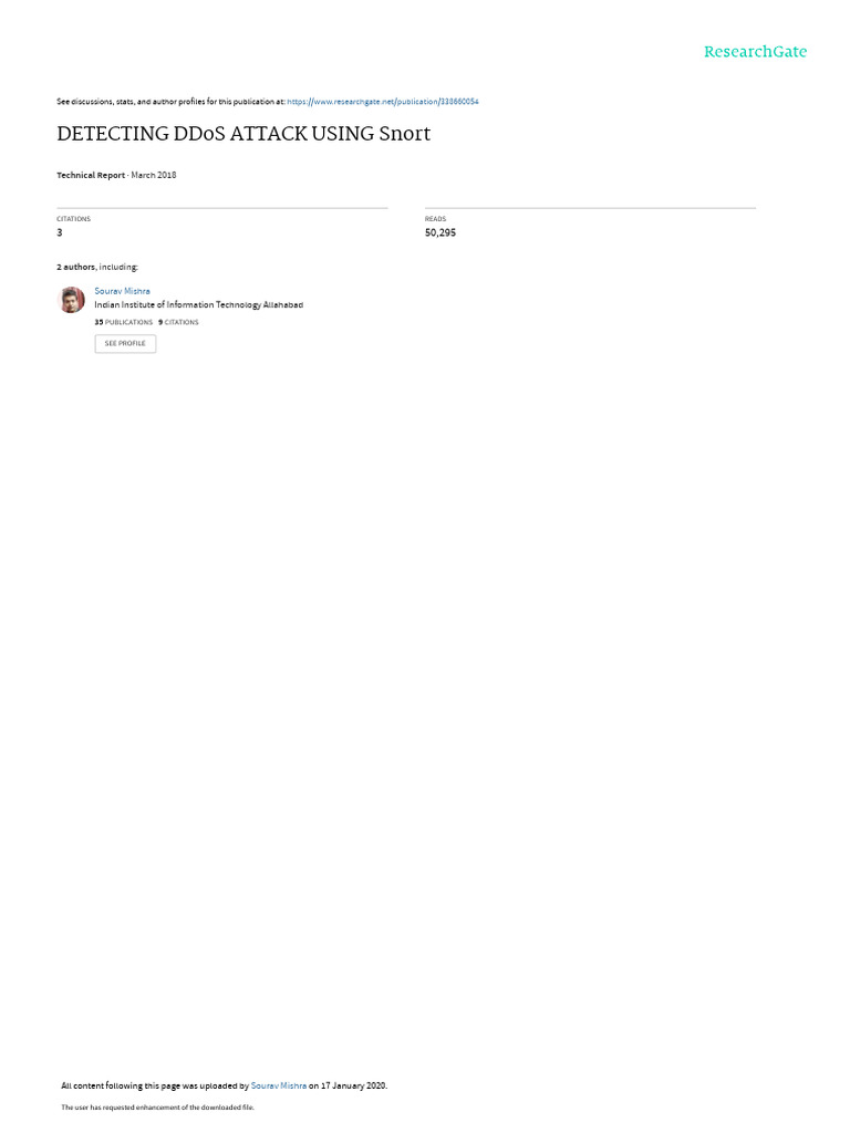 Detecting Ddos Attack Using Snort Pdf Denial Of Service Attack Transmission Control Protocol